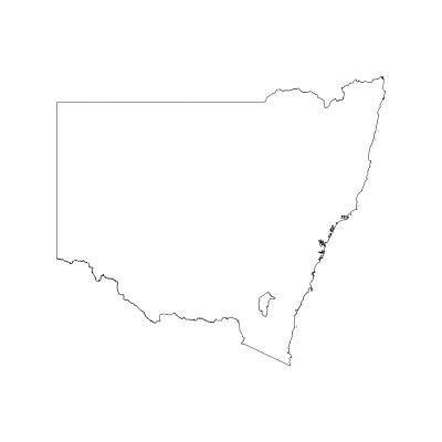 New South Wales Vector Outline Map, Australia