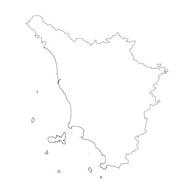 Tuscany Vector Outline Map, Italy