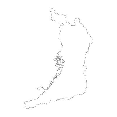 Osaka Vector Outline Map, Japan