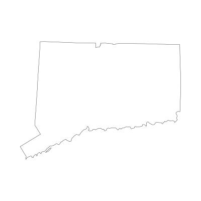 Connecticut Vector Outline Map, United States