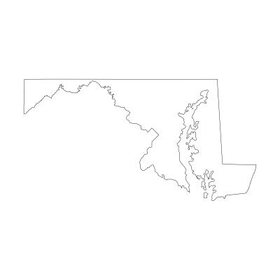 Maryland Vector Outline Map, United States