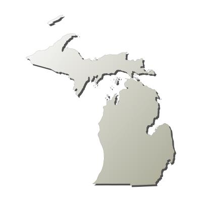 Michigan Vector Outline Map, United States
